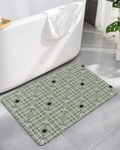 geometry bath mat for tub,non slip bathroom floor runner rug quick dry & absorbent diatomaceous earth shower sink kitchen living room washable doormat,modern boho polka dot minimalist flowers 16"x24"