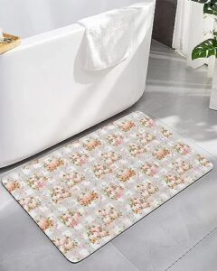 pumpkin sunflower bath mat for tub,non slip bathroom floor runner rug quick dry & absorbent diatomaceous earth kitchen shower sink washable doormat,thanksgiving fall eucalyptus leaves lattice 16"x24"