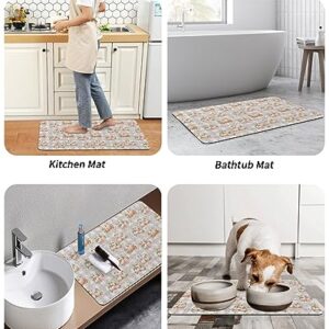 Pumpkin Sunflower Bath Mat for Tub,Non Slip Bathroom Floor Runner Rug Quick Dry & Absorbent Diatomaceous Earth Kitchen Shower Sink Washable Doormat,Thanksgiving Fall Eucalyptus Leaves Lattice 16"x24"