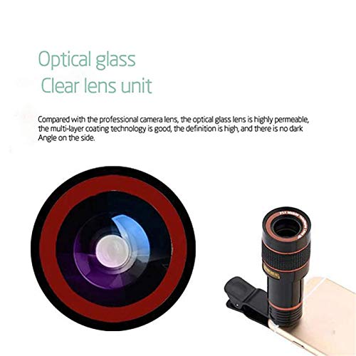 Cell Phone Camera Lens Kit, Universal Monocular Telescope, Telephoto Zoom Camera Mobile Smartphone Lens,Mount for Most Smartphone 8X 12X 14X