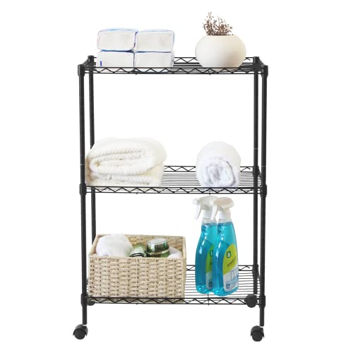 JOPESA Chrome 3-Tier Rolling Cart with Casters - Heavy Duty Utility Racks