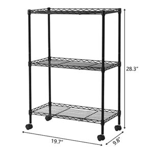 JOPESA Chrome 3-Tier Rolling Cart with Casters - Heavy Duty Utility Racks