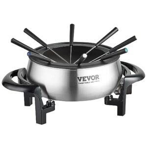 VEVOR Electric Fondue Pot Set, 3 Qt Melter for Cheese & Chocolate with 8 Forks, Candy Warmer with Temp Control, 1000W Non-Stick Stainless Steel Melting for Dessert, Broth, Wax Candle, Party Gift