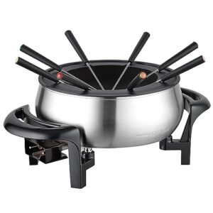 VEVOR Electric Fondue Pot Set, 3 Qt Melter for Cheese & Chocolate with 8 Forks, Candy Warmer with Temp Control, 1000W Non-Stick Stainless Steel Melting for Dessert, Broth, Wax Candle, Party Gift