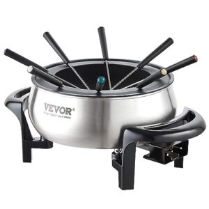 VEVOR Electric Fondue Pot Set, 3 Qt Melter for Cheese & Chocolate with 8 Forks, Candy Warmer with Temp Control, 1000W Non-Stick Stainless Steel Melting for Dessert, Broth, Wax Candle, Party Gift