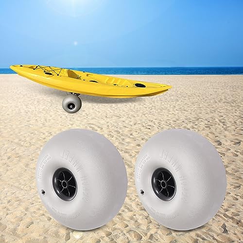 HinLIaDa 16" Balloon Wheels Beach Cart Tires, Replacement Big Beach Sand Tires for Kayak Dolly Canoe Canoe Dolly Rolling Walker Garden Cart Wheelchair Sand Wagon w/Free Air Pump 2-Pack