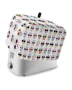 toaster cover, 2 slice toaster cover halloween sugar skull day of the dead pattern kitchen small appliance covers, dust and machine washable bread maker cover (12w x 7.5d x 8h)