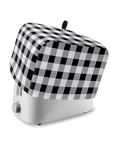 Toaster Cover, 2 Slice Toaster Cover Vintage Farmhouse Black White Buffalo Check Plaid Kitchen Small Appliance Covers, Dust and Machine Washable Bread Maker Cover (12w X 7.5d X 8h)