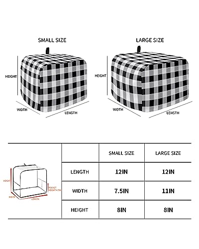 Toaster Cover, 2 Slice Toaster Cover Vintage Farmhouse Black White Buffalo Check Plaid Kitchen Small Appliance Covers, Dust and Machine Washable Bread Maker Cover (12w X 7.5d X 8h)