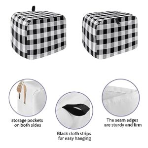 Toaster Cover, 2 Slice Toaster Cover Vintage Farmhouse Black White Buffalo Check Plaid Kitchen Small Appliance Covers, Dust and Machine Washable Bread Maker Cover (12w X 7.5d X 8h)