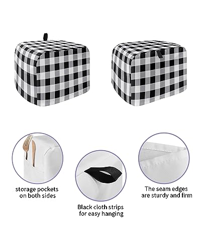 Toaster Cover, 2 Slice Toaster Cover Vintage Farmhouse Black White Buffalo Check Plaid Kitchen Small Appliance Covers, Dust and Machine Washable Bread Maker Cover (12w X 7.5d X 8h)