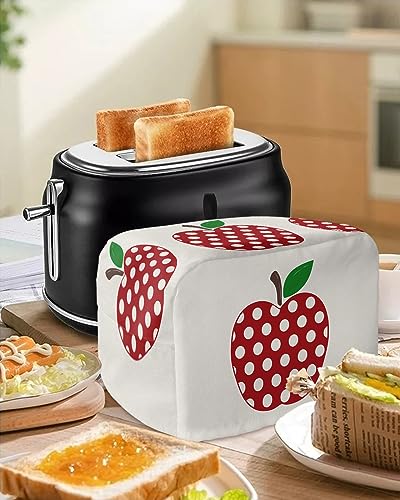 Red Apples Toaster Cover, 2 Slice Toaster Cover Simple Polka Dots Apples Kitchen Small Appliance Covers, Dust and Machine Washable Bread Maker Cover (12w X 7.5d X 8h)