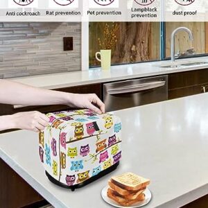 Toaster Cover, 2 Slice Toaster Cover Colorful Cartoon Owls Kitchen Small Appliance Covers, Dust and Machine Washable Bread Maker Cover (12w X 7.5d X 8h)