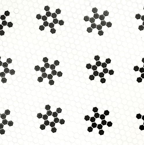 Capella Star Pattern Black and White Hexagon 1" Porcelain Floor and Wall Tile Matte for Kitchen Backsplash, Bathroom Shower, Decorative Accent Wall (1 Sheet)