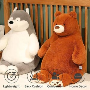 ARELUX Large Stuffed Animal Brown Bear Hugging Pillow:Super Soft Giant Sleeping Body Pillow for Kids Chubby Adorable Plushie Toy Plush Gift for Kids Girls Dormitory(23.6in)