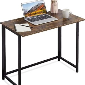 ENGERIO Folding Computer Desk, Space-Saving Home Office Desk, Modern Work Desk for Small Spaces, Foldable Computer Table, Simple Study Writing Table, Wooden Gaming Desk