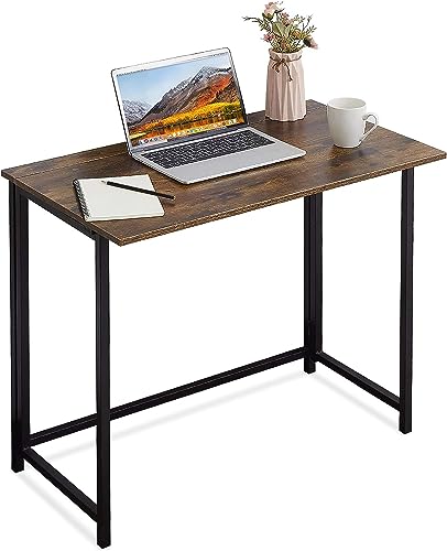 ENGERIO Folding Computer Desk, Space-Saving Home Office Desk, Modern Work Desk for Small Spaces, Foldable Computer Table, Simple Study Writing Table, Wooden Gaming Desk