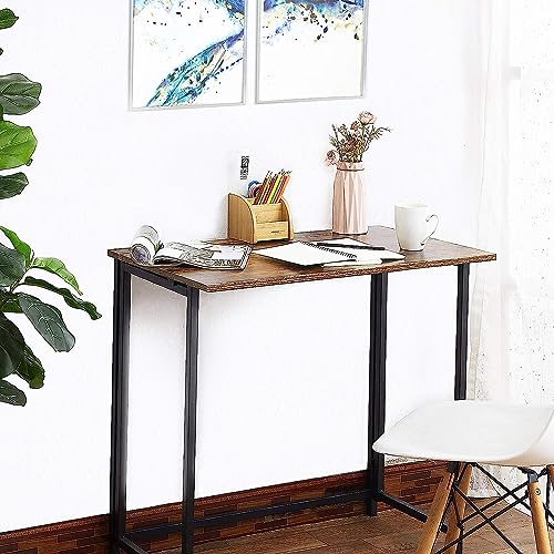 ENGERIO Folding Computer Desk, Space-Saving Home Office Desk, Modern Work Desk for Small Spaces, Foldable Computer Table, Simple Study Writing Table, Wooden Gaming Desk