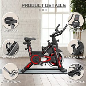 Exercise Bike-Stationary Indoor Cycling Bikes For Home Gym with pad Mount &Comfortable Seat Cushion,Exercise Equipment(Red)