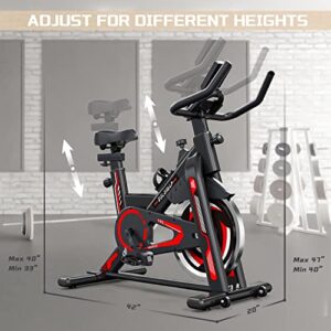 Exercise Bike-Stationary Indoor Cycling Bikes For Home Gym with pad Mount &Comfortable Seat Cushion,Exercise Equipment(Red)