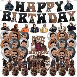 drake themed birthday party decorations ovo aubrey drake graham party decor rapper party supplies favors happy birthday banner cake toppers balloons set of 33pcs