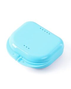 jmu retainer case with vent holes, mouth guard case denture case(teal)