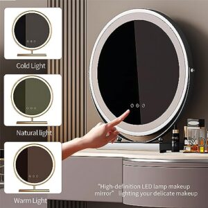 ZGNBSD Vanity Set - Luxury Makeup Table with Smart Mirror, Storage, and Vanity Chair - Premium Solid Wood Bedroom Vanity for Her