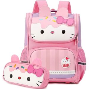 hapiki kawaii backpack with cute accessories 15.6 inch laptop anti-theft travel aesthetic new semester gifts bag (pink,medium(25 liter))