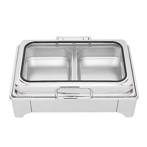 Electric Chafing Dish Buffet Set 2 Pan 9.5 Quart Food Warmer Buffet Servers for Parties Buffets Adjustable Temperature Stainless Steel Warming Tray Bain Marie Warmer Set