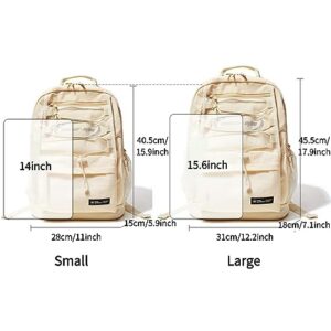 Verdancy Backpack for School College Teens Students Travel Aesthetic Bookbag with Laptop Compartment Schoolbag Casual Daypack (Large-Fit 15.6" Laptop, Beige)