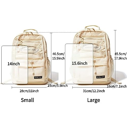 Verdancy Backpack for School College Teens Students Travel Aesthetic Bookbag with Laptop Compartment Schoolbag Casual Daypack (Large-Fit 15.6" Laptop, Beige)