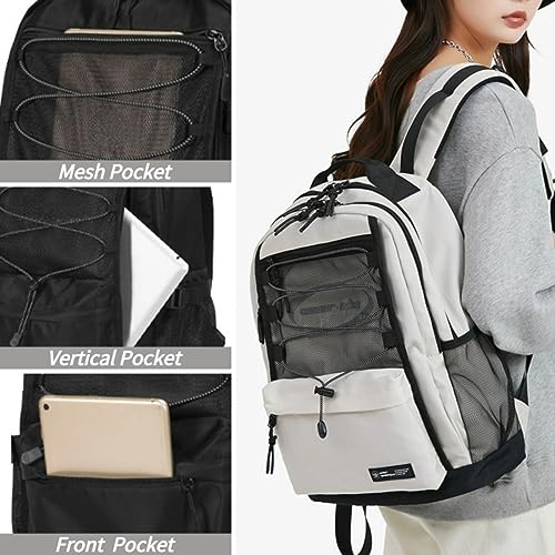 Verdancy Backpack for School College Teens Students Travel Aesthetic Bookbag with Laptop Compartment Schoolbag Casual Daypack (Large-Fit 15.6" Laptop, Beige)