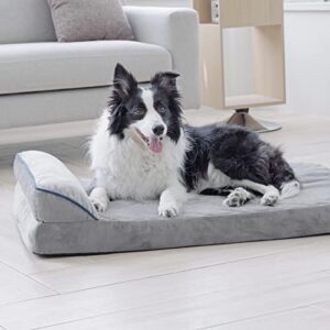 Bnonya Orthopedic Dog Bed, Dog Beds for Large Dogs Bolster Pet Bed, Washable Dog Bed with Pillow and Anti-Slip Bottom