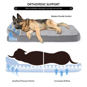 Bnonya Orthopedic Dog Bed, Dog Beds for Large Dogs Bolster Pet Bed, Washable Dog Bed with Pillow and Anti-Slip Bottom