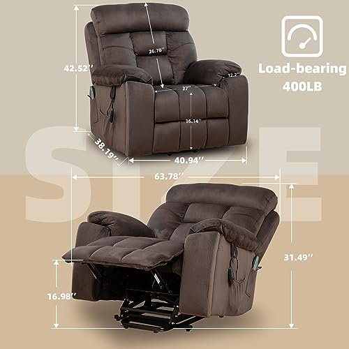 Cobplns Recliner Chair/Recliner Chairs for Adults， Lift Chairs Recliners for Elderly with Massage Lumbar Heating， Suitable for People Under 6 Feet Tall and Weighing up to 400lbs