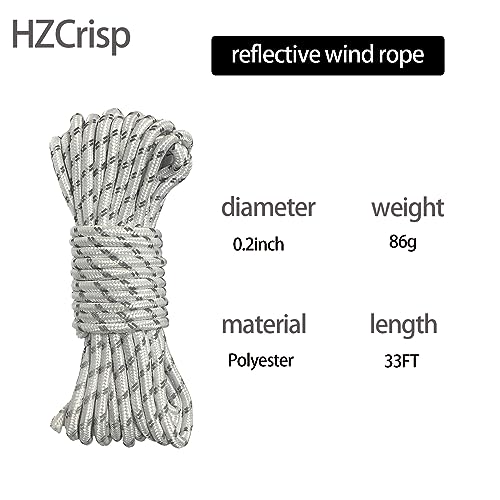 HZCrisp Patio Umbrella Replacement Parts 0.2" Diameter Reflective Nylon Cord 33ft for Cantilever Outdoor Umbrellas