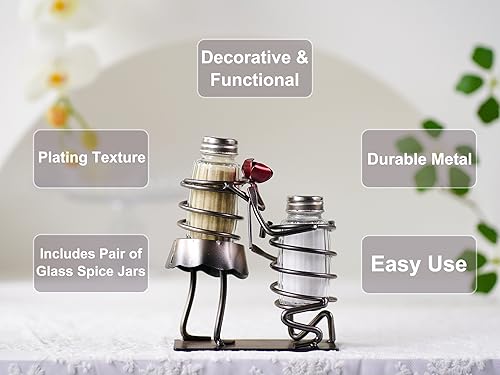 WDLFCGC Funny Salt And Pepper Shakers Set Novelty - Two Glass Shakers With Lids, Rose Lovers Holder Caddy For Spices And Seasonings, For Kitchen, Dining Or Table Decor (rose lovers)