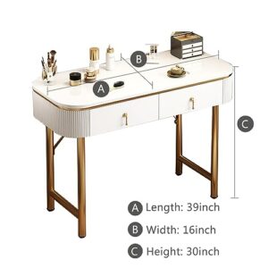 Large Vanity Desk Without Mirror Makeup Vanity Dressing Table For Bedroom Makeup Table With Drawers Modern Makeup Vanity Desk Black And Gold Dresser Little Girls Vanity 3 Colors ( Color : White )