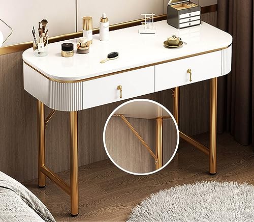 Large Vanity Desk Without Mirror Makeup Vanity Dressing Table For Bedroom Makeup Table With Drawers Modern Makeup Vanity Desk Black And Gold Dresser Little Girls Vanity 3 Colors ( Color : White )