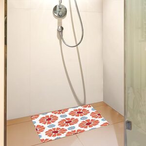 Colorful Blooms Flower Shower Mat Bathtub Mat Non Slip Shower Mats for Showers Anti Slip for Elderly Shower Mat with Suction Cups