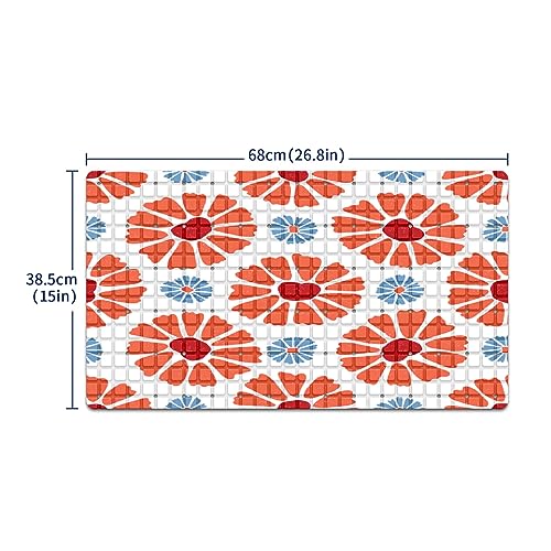 Colorful Blooms Flower Shower Mat Bathtub Mat Non Slip Shower Mats for Showers Anti Slip for Elderly Shower Mat with Suction Cups