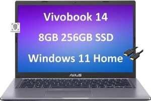 asus vivobook s14 15.6" fhd (intel core i3-1115g4, 8gb ram, 256gb ssd, uhd graphics) home & education laptop, anti-glare, fingerprint, wi-fi, ist cable, type-c, webcam, win 11 home, f415ea-as31