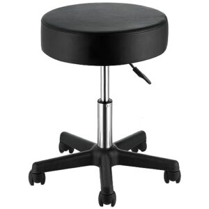 vevor rolling stools with wheels, 400 lbs weight capacity adjustable height stool with ultra-thick seat cushion, swivel stools chair for salon, bar, home, office, tatoo, medical, massage, black