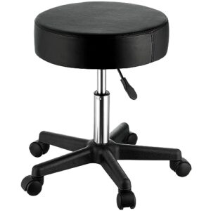 VEVOR Rolling Stools with Wheels, 400 LBS Weight Capacity Adjustable Height Stool with Ultra-Thick Seat Cushion, Swivel Stools Chair for Salon, Bar, Home, Office, Tatoo, Medical, Massage, Black