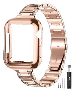 qundaxi for apple watch band 41mm 40mm 38mm 45mm 44mm 42mm series 8 7 6 5 4 3 2 1 se se2 women watchband stainless steel metal for iwatch bands (38mm 40mm 41mm, rose gold)