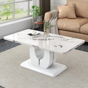 Luxury Imitation Marble Coffee Table, Modern Rectangular Dining Table, Computer Desk Game Desk for Living Room Dining Room Terrace, 47.24''D x 25.59''W X 18.11''H