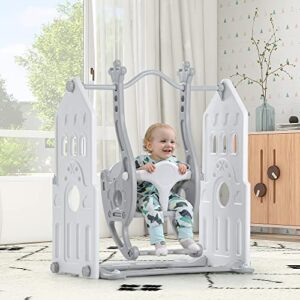 lifeand toddler swing set, kids freestanding swing playset indoor & outdoor baby swing set,white