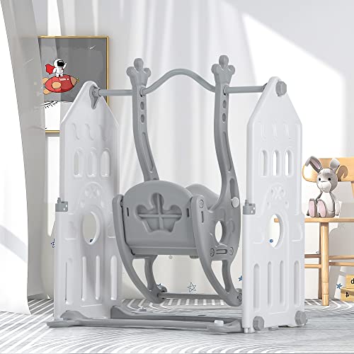 Lifeand Toddler Swing Set, Kids Freestanding Swing Playset Indoor & Outdoor Baby Swing Set,White