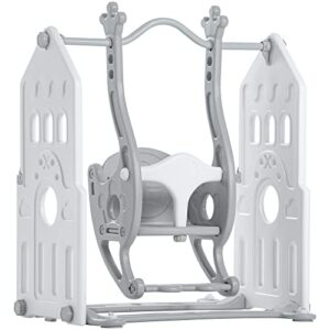 Lifeand Toddler Swing Set, Kids Freestanding Swing Playset Indoor & Outdoor Baby Swing Set,White