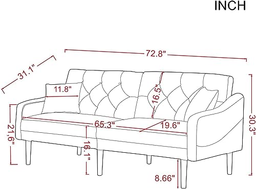 Modern Futon Sofa Loveseat Convertible Sleeper Couch Bed for Small Space Studio Office Living Room Furniture Sets, Twin Daybed Sofabed 2 Seater Sofa & Couch